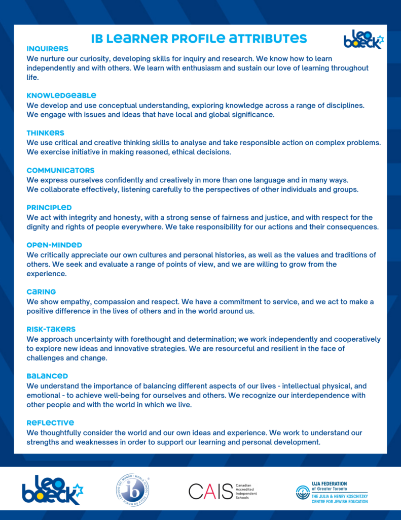 IB Learner Profile Attributes - Leo Baeck Day School